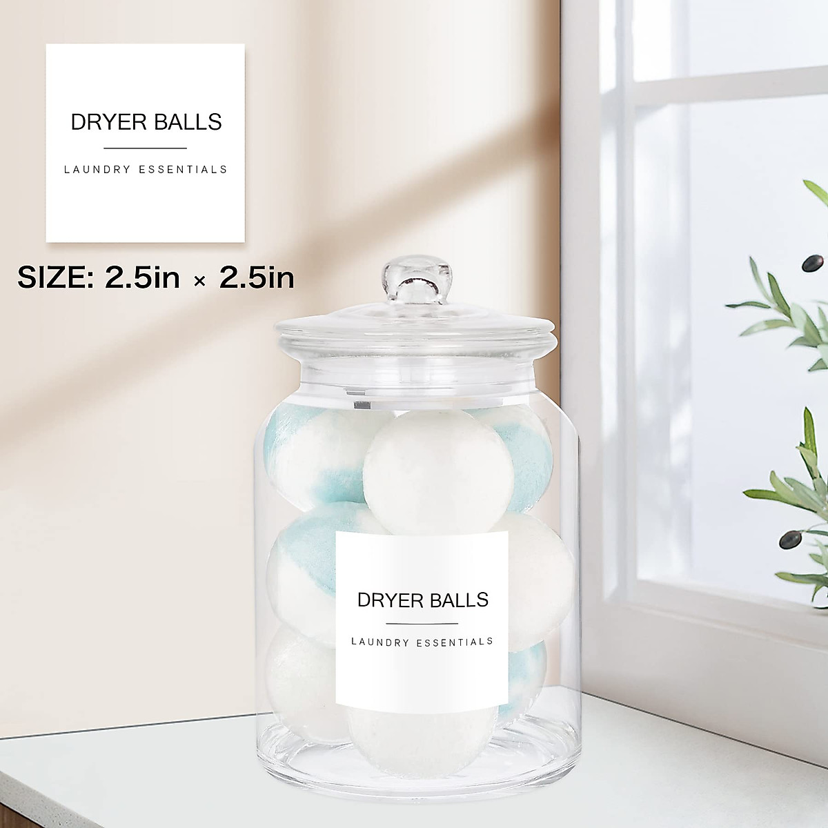 Mustry 156 Minimalist Laundry Labels for Jars Household Organization, Self-adhesive Stickers Easy to Peel Off and Reposition, Waterproof White Matte Stickers Include Reference Sheet for Quick Indexing