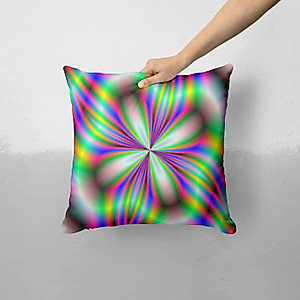 iiRov Neon Tie-Dye Flower - Custom Decorative Home Decor Indoor or Outdoor Throw Pillow Cover for Sofa, Bed or Couch Cushion (Pillow CASE Cover ONLY)