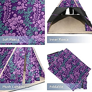 Y-DSIWX Guinea Pig Hideout Cozy Hamster House Cave for Bunny Chinchilla Hedgehog Small Animal Purple Floral Flower