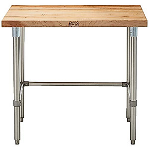 John Boos SNB09 Maple Top Work Table with Stainless Steel Base and Bracing, 60" Long x 30" Wide x 1-3/4" Thick