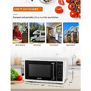 COMMERCIAL CHEF Small Microwave 0.9 Cu. Ft. Countertop Microwave with Digital Display, White Microwave & 10 Power Levels, Outstanding Portable Microwave with Convenient Pull Handle Door