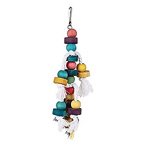 GFRGFH Colorful Parrot Toys Natural Wooden Birds Hanging Chew Toy with Bell Cage Play Toy Supplies Easy to Use