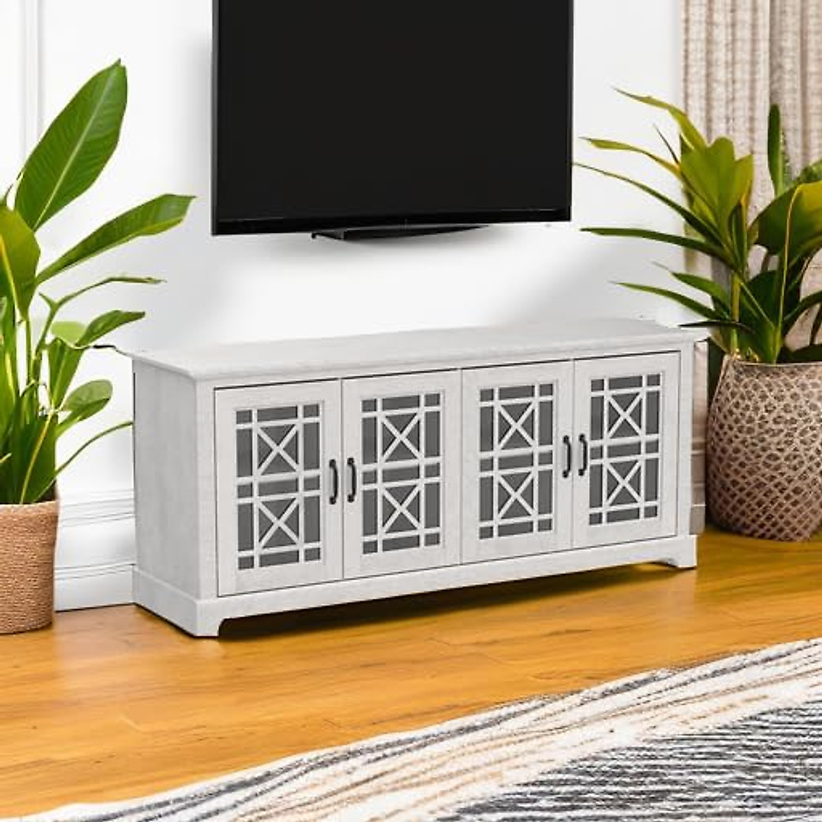 Galano Isadora 75 Inch TV Stand – Smartly Designed Entertainment Center with Spacious Storage - Perfect for Living Rooms - Wide Media Console in Dusty Grey Oak