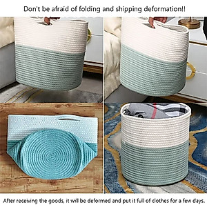 Acdler with Handle Cotton Rope Laundry Basket Woven Storage Basket Nursery Decor Laundry Hamper Toy Storage Organiser Large Blanket Basket for Diaper Blanket Toy Towel Laundry Basket Home Decor