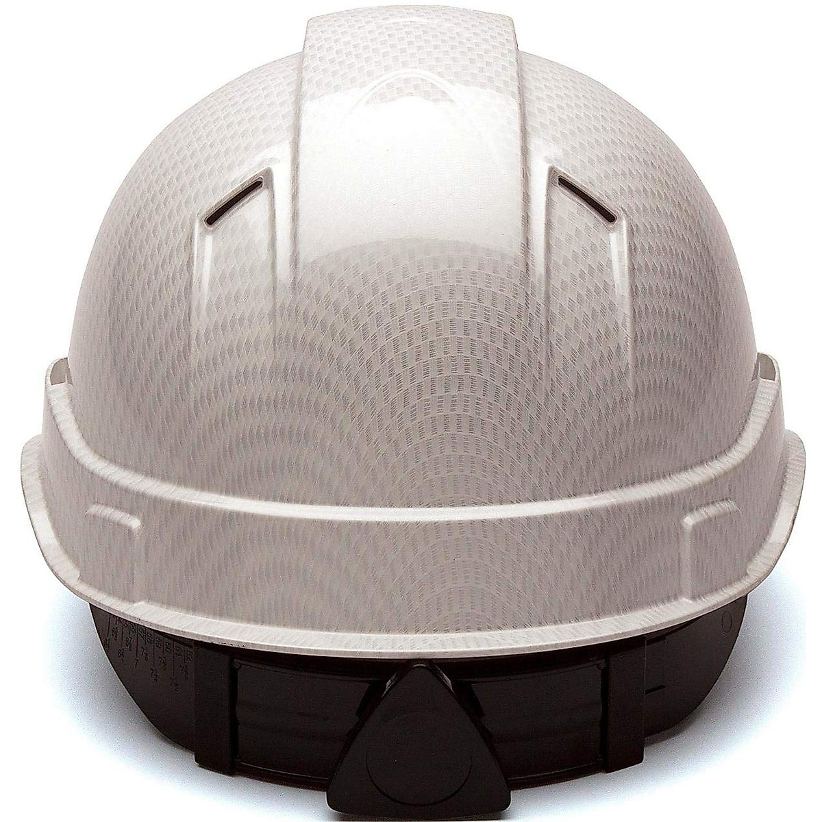 Pyramex Vented Cap Style Ridgeline Patterned Hard Hat with 6 Point Ratchet Suspension and Hard Hat Tote - Shiny White