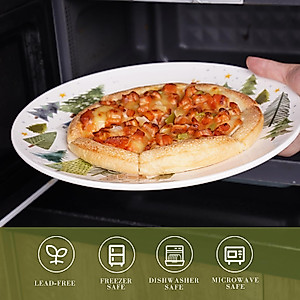 Sonemone Winter Wonderland Dinner Plates Set of 4, 11 Inch Ceramic Plates, Large Dinnerware Dish Set for Kitchen, Dinner, Salad, Dessert, Microwave & Dishwasher Safe, Scratch Resistant