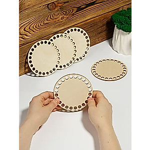 Premium Baltic birch plywood Round 4" x 5 pcs Wooden Basket Bottoms set, solid wooden base for DIY