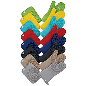 T-fal Textiles 30948 Medallion Design 100-Percent Cotton Silicone Pot Holder, Red, Individual