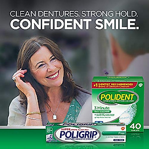 Polident 3 Minute Denture Cleanser Tablets, 40 Count, Pack of 2