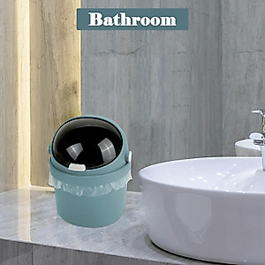 UOIXPUHUO Mini Trash Can with Flip Lid, Cute Desktop Garbage Can with 100 Trash Bags, Tiny Wastebasket Trash Can for Car, Home, Office, Kitchen, Tabletop, Bedroom, Bathroom (Blue)