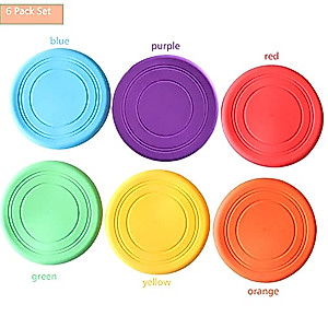 SUHEEUS Kids Flying Disc Toy Outdoor Playing Lawn Game Disk Flyer for Kindergarten Teaching Soft Silicone Colorful 6 Pack Bulk Set…