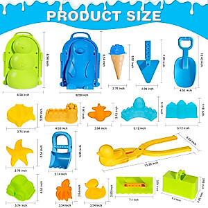 Max Fun 25Pcs Winter Snowball Tool Kit with Handle for Snow Ball Shapes Fights Duck for Kids Toddlers Adults Outdoor Sand Molds Beach Toys