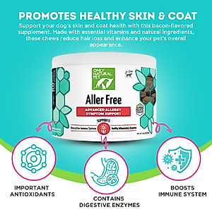 ONLY NATURAL PET AllerFree Advanced Allergy Support for Dogs w/Quercetin & Probiotics - Immune, Respiratory, Skin & Coat Health - Itchy Paws & Licking - Bacon-Flavored 60 Soft Chewable