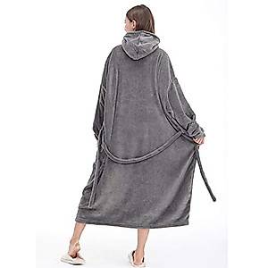 AOLIGE Wearable Blanket Winter Hoodie with Sleeves Soft Plush Warm Sweatshirt for Adults