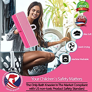 Supa Ant Baby Bath Kneeler and Elbow Rest Pad Set - The Bathtub Kneeler and Elbow Rest Set with Built-in 5 Pockets Organizer (8-Suction Cup) Bath Kneeling Pad for Bathing Baby - Pink