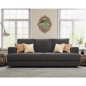 VanAcc Sofa, 3 Seater Comfy Couch Sofa- Extra Deep Seated Oversized Sofa, 97" Contemporary Couches for Living Room, Bedroom and Office (Grey,Bouclé)