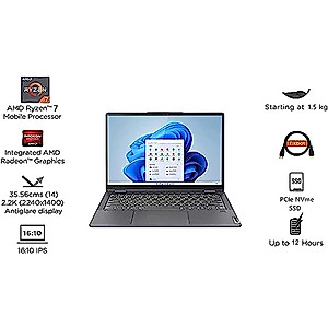 Lenovo Flex 5 14" 2-in-1 16:10 2.2K (2240x1400) Touchscreen Laptop, 8-Core AMD Ryzen 7 5700U, 16GB RAM, 512GB PCIe SSD, Wi-Fi 6, Windows 11, Fingerprint, w/HDMI Cable
