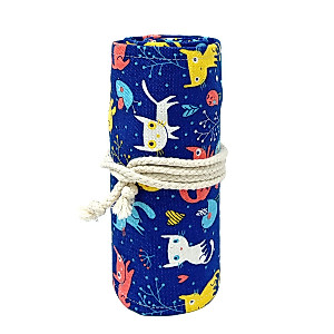 allydrew Pencil Roll Organizer, Colored Pencil Wrap Pouch (72 slots), Cats & Birds