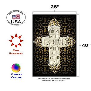 Toland Home Garden 109274 Cross Christian Flag 28x40 Inch Double Sided Christian Garden Flag for Outdoor House Cross Flag Yard Decoration