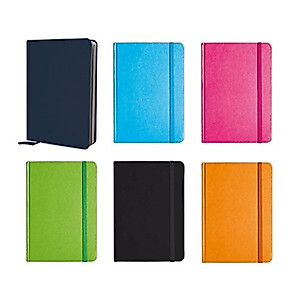 B-THERE Personal Notebook Set (6 Notebooks Total) 5.8" X 8.3" Lined Pages, Stationery Notepads W Textured Colored Covers, Elastic Band And Ribbon Bookmarks
