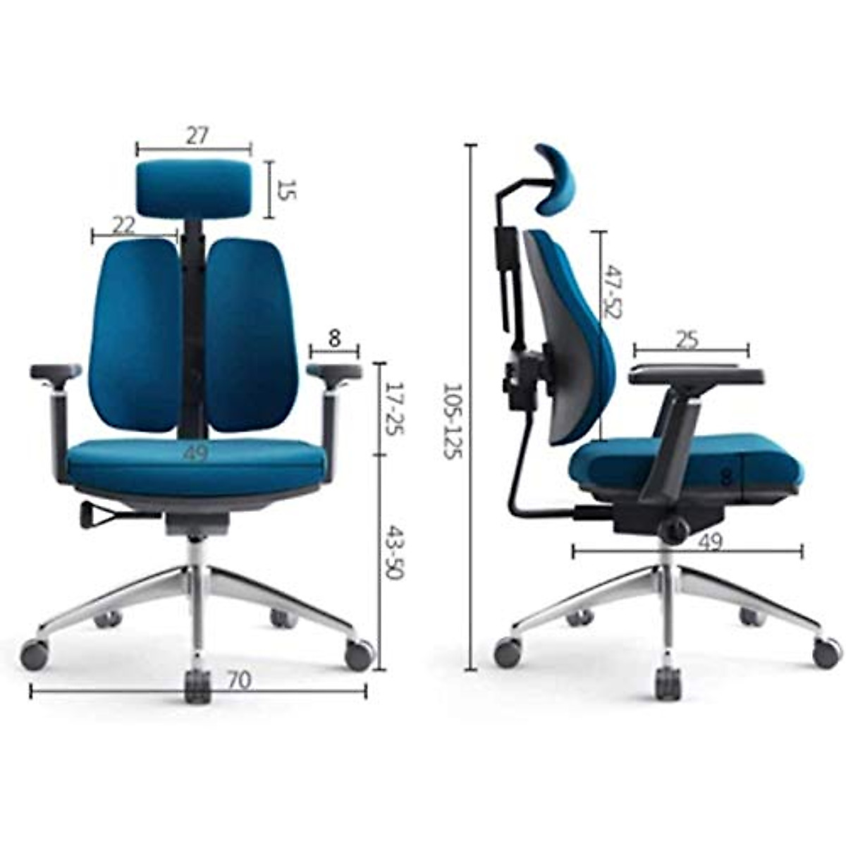 ZLBYB Creative Computer Chair Ergonomic Spine Chair Simple Waist Double Back Chair Mesh Office Chair (Color : Blue)