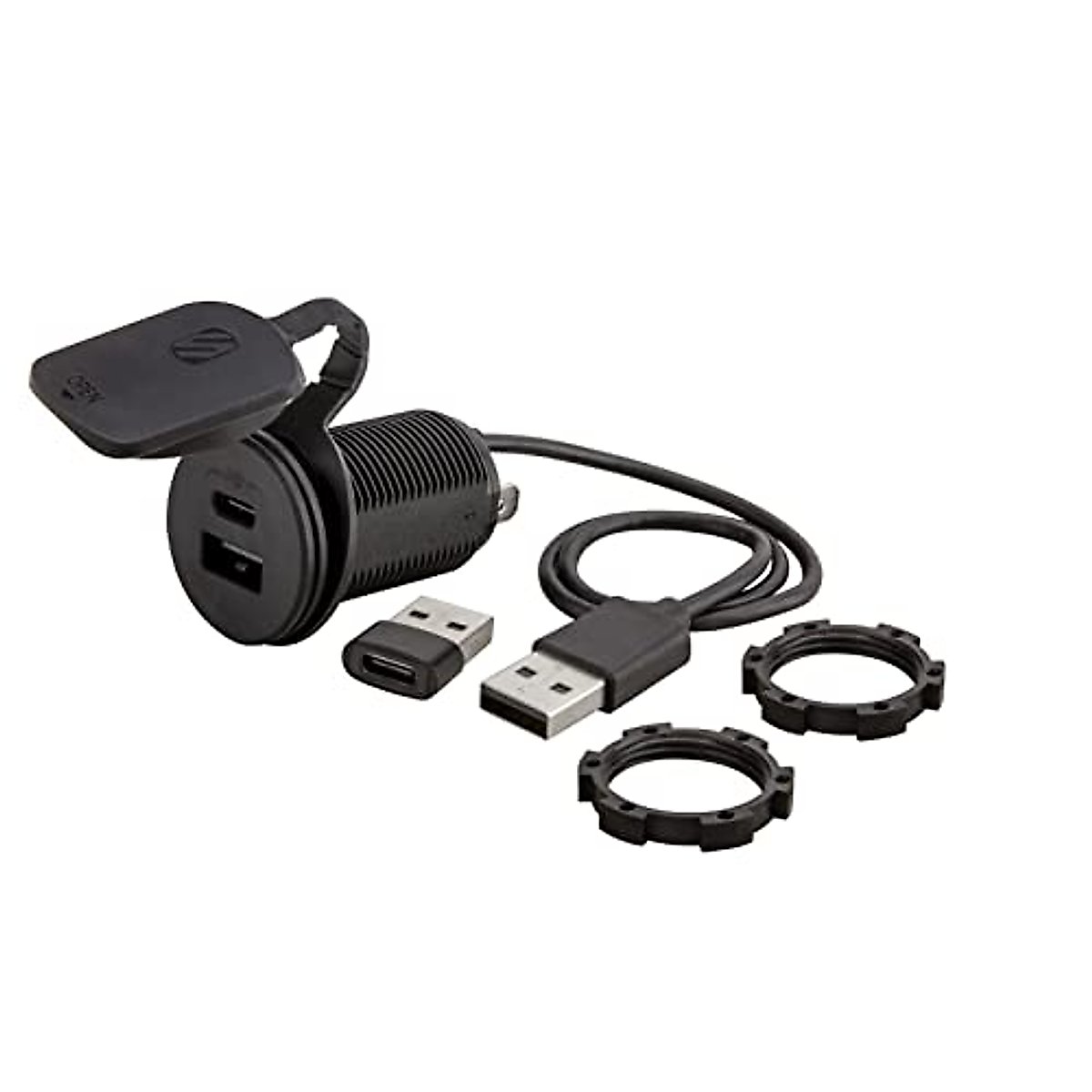 Scosche Compatible with CarPlay or Android Auto Passthrough PowerVolt 27W Dash Port USB Type-C Car Charger with Power Delivery 3.0 CPPDRLK-SP