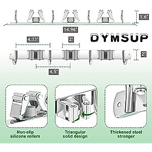 DYMSUP Mop Broom Holder Wall Mounted,3 Rack 4 Hooks Heavy Duty Mop and Broom Organizer Wall Hanging,Stainless Steel Broom Closet Garden Garage Door Tools Hanger Storage 1 Pack