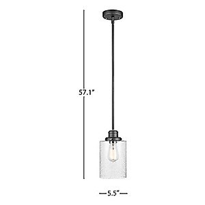 Globe Electric 61009 Annecy 1-Light Pendant, Graphite Finish, Seeded Glass Shade, Bulb Included