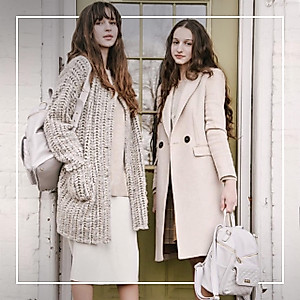 Petit Monaco Diaper Bag Backpack by Luli Bebe - Designer Modern Vegan Leather Diaper Bag Backpack with Gender Neutral Design, Cute Mini Diaper Bag Backpack (Latte Brown)