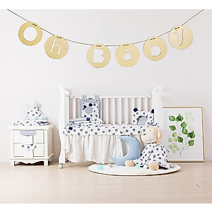 Boho Wood Oh Baby Banner, Wood Baby Shower Decorations,Wood Gender Reveal Banner,Oh Baby Party Decorations,Boho Theme Baby Shower Banner,Oh Baby Sign Gender Reveal Door Hanging