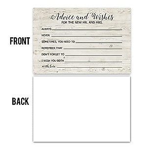 Advice and Wishes Cards for the New Mr and Mrs, Bride & Groom, Newlyweds, Wedding Advice Cards Perfect for Bridal Shower or Wedding, Wedding Guest Book Alternative, Pack of 50 4x6 Inch