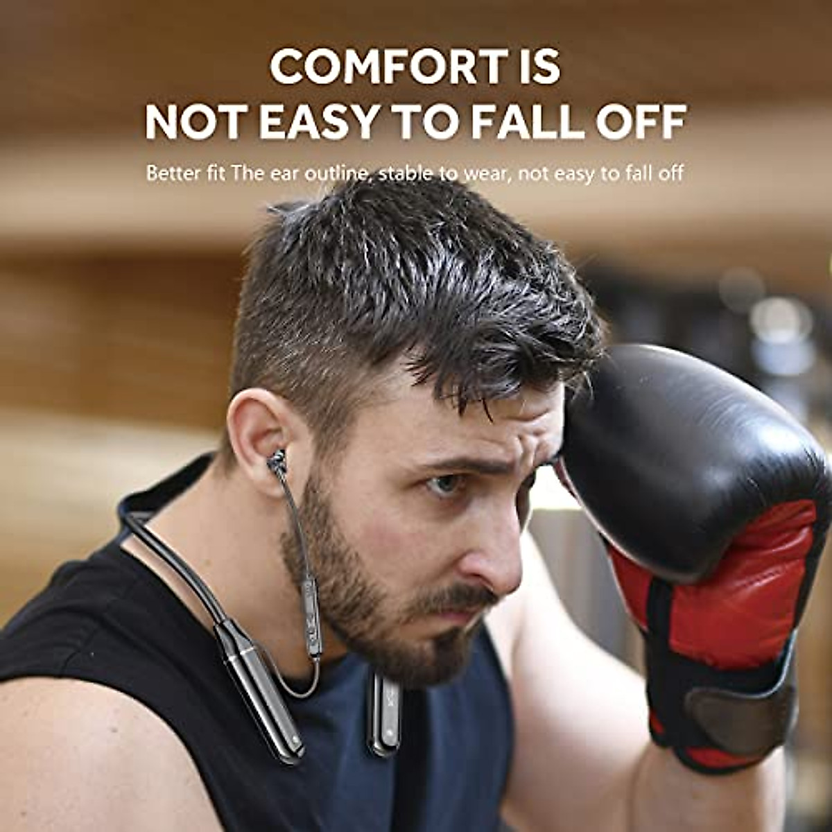 Bluetooth Headphones Neckband,100 Hours Long Battery Life,Built-in Noise Cancelling Microphone,Wireless Neckband Headset for Sports Behind Neck Headphones Stereo for Android Waterproof Neck Headset