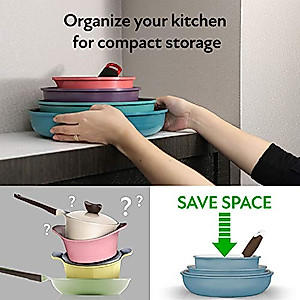 Neoflam Midas PLUS 9pc Nonstick Cast Aluminum Cookware Set, PFOA Free Kitchenware with Saucepan,Frying Pan,Stove|Oven Pot, Tempered Glass Lid and Smart Detachable Handle,Oven Safe,Space-Saving,Emerald