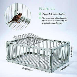 Bird Trap Cage with Escape-Proof,Bird Traps for Small Birds Live,Sparrow Trap,Portable,Easy Assembly and Unharmful.Made of Iron with Anti-Rust Paint A4
