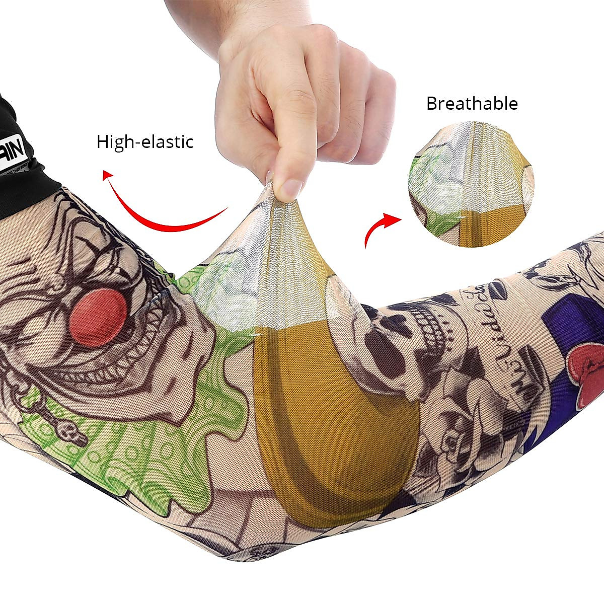 Benbilry 6pcs Art Arm Fake Tattoo Sleeves Cover For Unisex Party Cool Man Woman Fashion Tattoos & Body Art Temporary Waterproof Sunscreen Nylon Kit