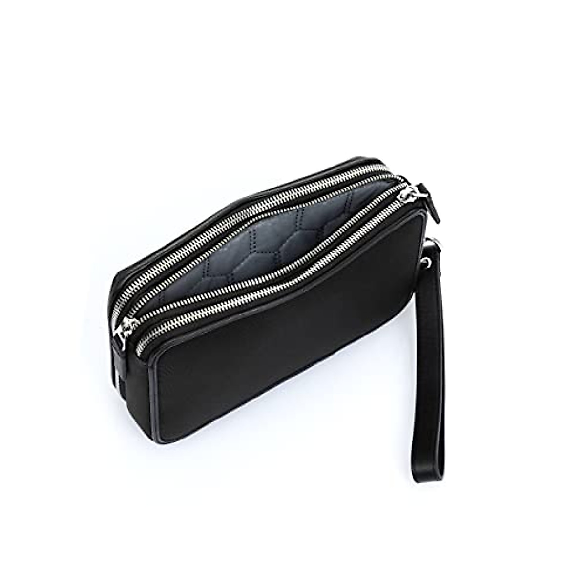 TUMI Black Chrome Triple Zip Clutch