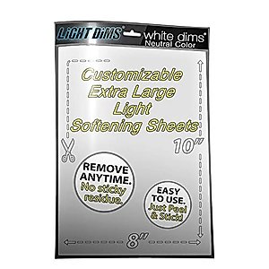 LightDims White Dims Dimming/Softening Sheets for Harsh LED Lights 8"x10.5" Size (1 Sheet) Neutral Color & (1 Sheet) of free mystery gift. Packaging may vary