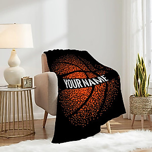 Personalized Basketball Blanket with Name, Custom Basketball Blanket with Text, Basketball Blanket Gift for Teen Girl, Super Soft, Medium Size 60" x 50"