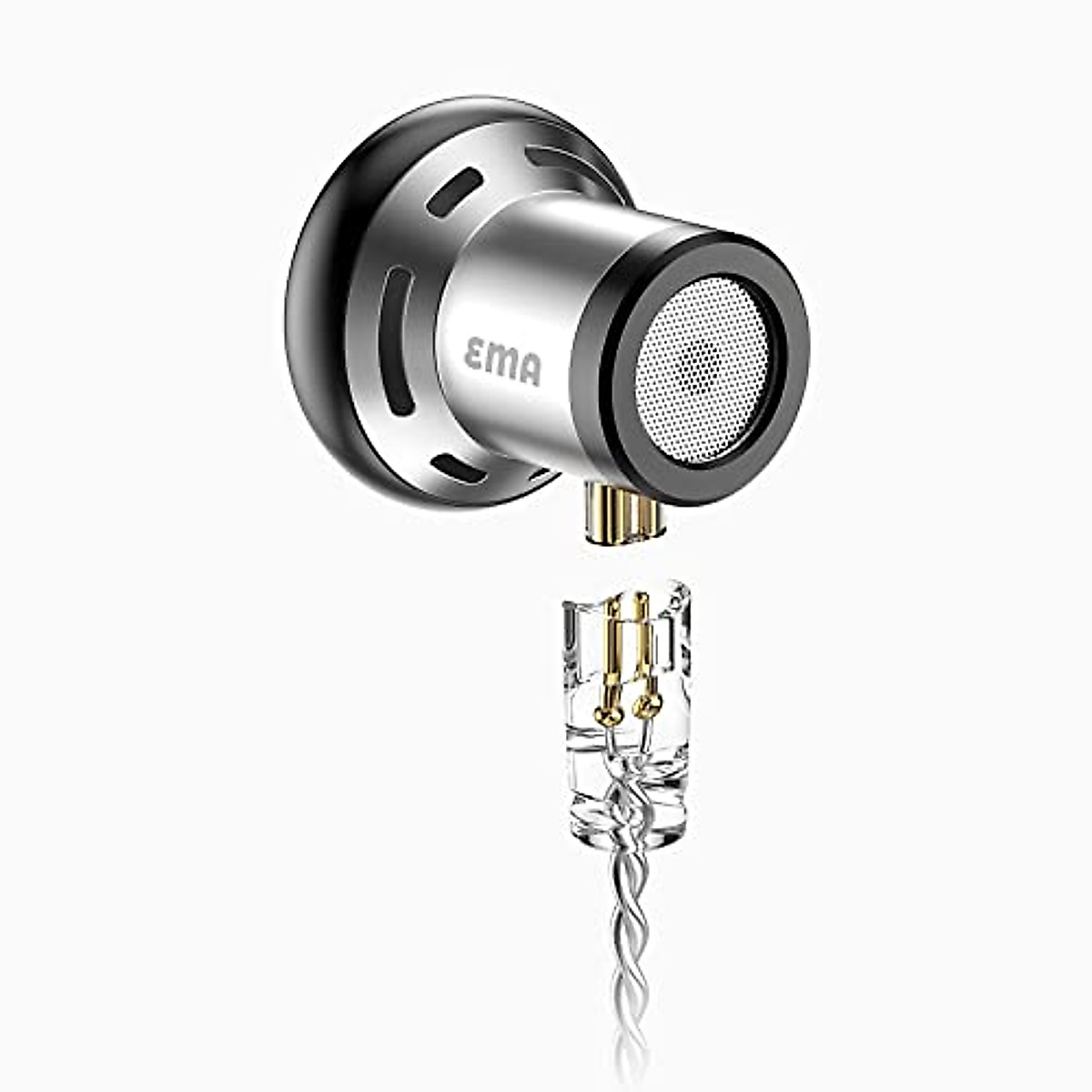 WJLYP TRN EMA Metal Flat-Head Earphone 14.2mm Dynamic Driver in Ear Sports Running Headphone Bass HiFi Music Headset Earbuds with Detachable Upgrade Cable (Without Mic)