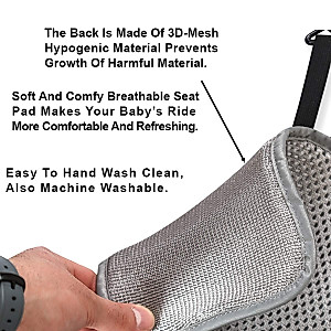 Lebogner 3D Air Mesh Cool Baby Seat Liner for Strollers, Car Seats, Jogger, Bouncer and More, Thick Cushion Seat Pad Protector, Supports Newborns, Infants, and Toddlers, Installs Quick and Easy, Grey