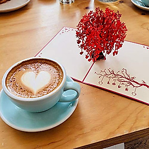 Pop Up Love Tree Card by DEVINE Cards | Happy Wedding Anniversary Card for Wife Husband | Mothers Day Card | 3D Pop Up Birthday Cards for Women Mom Dad Gifts