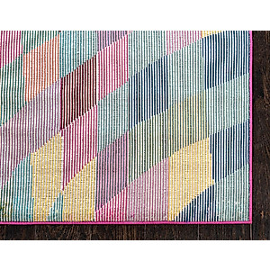 Unique Loom Estrella Collection Geometric, Abstract, Colorful, Modern, Eclectic Area Rug, 8 ft x 10 ft, Multi/Pink