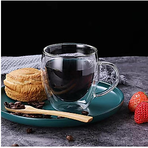 Generic 4-Pack 5 Ounces Double Wall Clear Glass Coffee mugs,5 oz Espresso Cups With Handle,Insulated Mugs,Cappuccino Cups,Tea Cups,Latte Cups,Beverage Glasses Heat Resistant