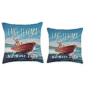 Comfy Cabin Lake Texoma No Wake Zone Speedboat Cabin Lakehouse Houseboat Throw Pillow, 16x16, Multicolor