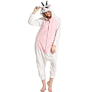 MizHome Halloween Costume Goat Hooded Pajamas Kigurumi Cosplay Goat L
