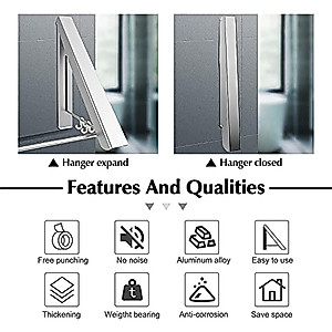 ANXVERS Household Clothes Rack, Laundry Clothes Rack, Wall Clothes Rack, Hanging Clothes Rack, Folding Clothes Rack, Clothes Rack with Pole, Clothes Rack, Independent Clothes Rack Sliver, Silver