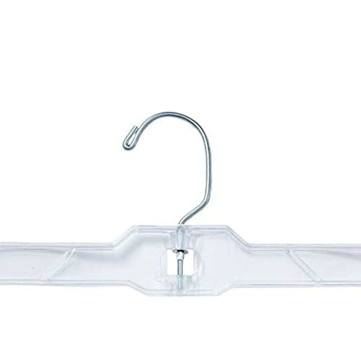 NAHANCO 600RC Plastic Skirt/Pant Hanger with Short Metal Swivel Hook and Pinch Clips, Heavy Weight, 14", Clear (Pack of 100)