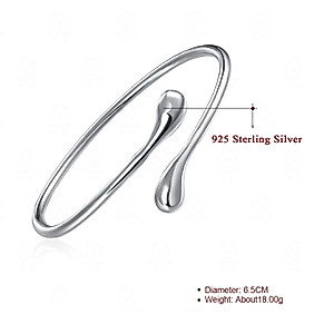 Lvla Gan Handmade Bracelet for Women 925 Sterling Silver Open Bangle Bracelet with Gift Box Valentine's Day Gift