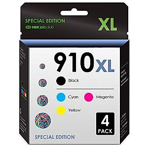 INKjetsclub Compatible Ink Cartridge Replacement for 910 Ink. Works with OfficeJet Pro 8035e 8025e 8025 8022 8028 8035 8020 8015 Printers. 4 Pack (Black, Cyan, Magenta, Yellow)