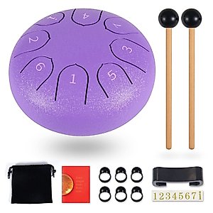 Steel Drums, Steel Tongue Drum 6 Inches 8 Notes,Handpan Tank Drum Percussion Musical Instrument Panda Hang Drum